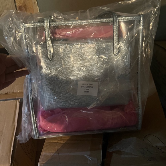 Bags | Silver Clear Tote | Poshmark